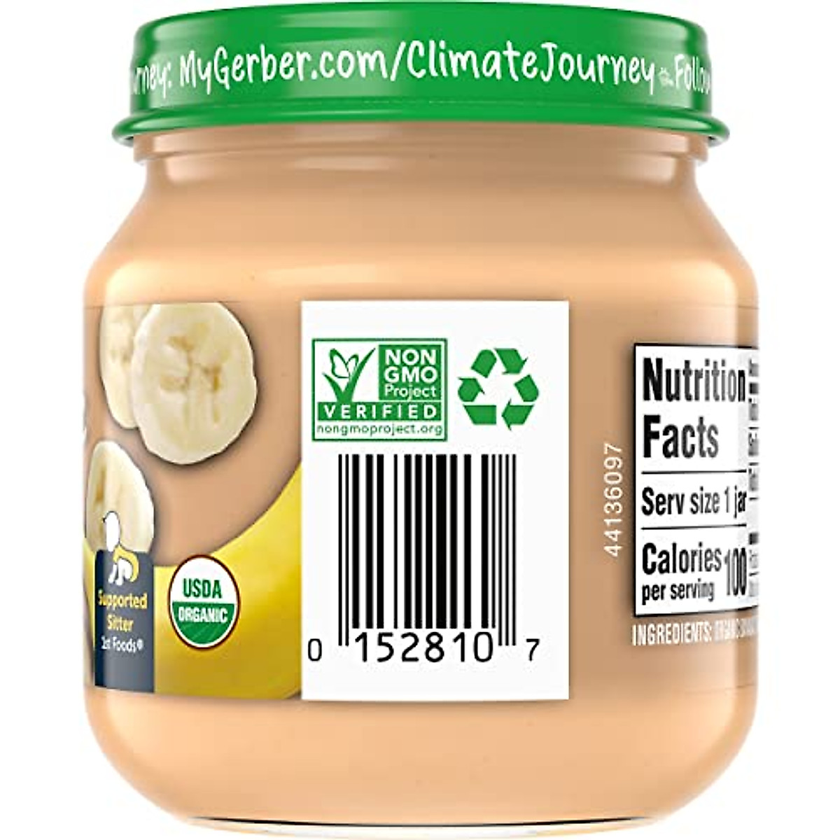 Gerber Organic for Baby 1st Foods Baby Food Jar, Banana, Made with Non-GMO & Organic Produce, USDA Organic Baby Food, 4-Ounce Glass Jar (Pack of 6 Jars)