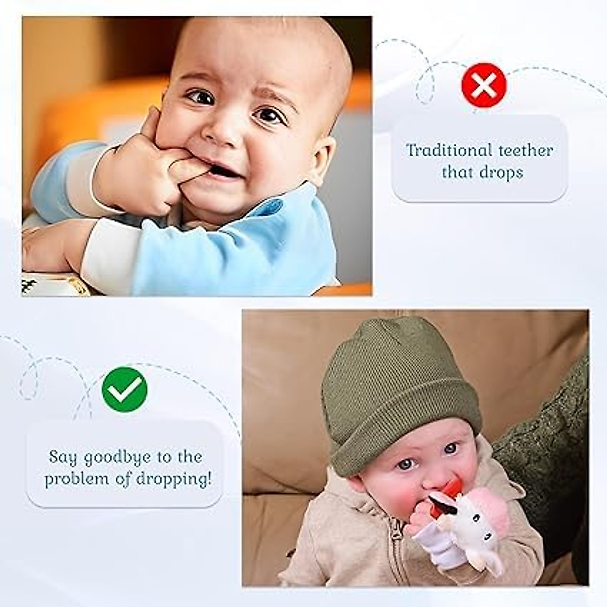 Wristy Buddy Teething Ring for Babies 0-6 8 10 12 Months | Cute Soft Cow Teething Toys & Gloves | Baby Teething Relief Toy Pack | Infant Chew Toys for 3-6 Months, 1 2 3 Years