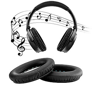 ELZO Headphones Replacement Pads for Bose, Professional Ear Pads for Bose Headphones QC2/QC15/QC25/QC35/QC35II/QC45/AE2/AE2i/AE2w/SoundTrure/SoundLink Complete with 2 Install Stick(Black)…