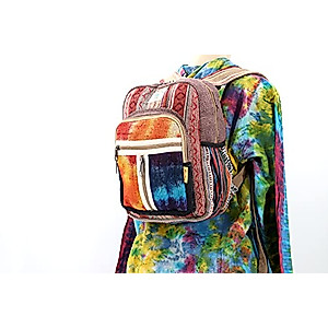 Unique Tie-dye Mini Hemp Backpack Small Back Pack Boho Backpack 100% Himalaya Hemp| 100% VEGAN | Handmade with Love. (Brown)