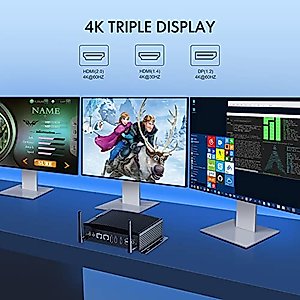 HYSTOU Fanless Mini PC I7 10810U, 16GB Ram DDR4 256 GB SSD 1TB HDD 6 Cores 12 Thread Mini Desktop PC Windows 11 Pro, 4K Triple Display, WIFI5/BT4.2, 14Pin GPIO, Ubuntu Linux Mini PC, Dual Nic PC