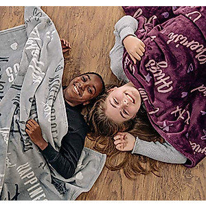 Chanasya Friends Forever Gift Throw Blanket - Super Soft Plush Fleece Laugh Hug Smile Joy Comfort Love Memories Best Friend Forever Gift Throw- for Women Men (50x65 Inches) - Aubergine Blanket