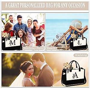 YOOLIFE Gifts for Friends Female - 16oz Canvas Initial N Tote Bag for Women with Pocket Tote Bag Personalized Gifts for Bridesmaids Friends Mom Sister Wedding Birthday Gifts Grocery Bag Gifts Bag