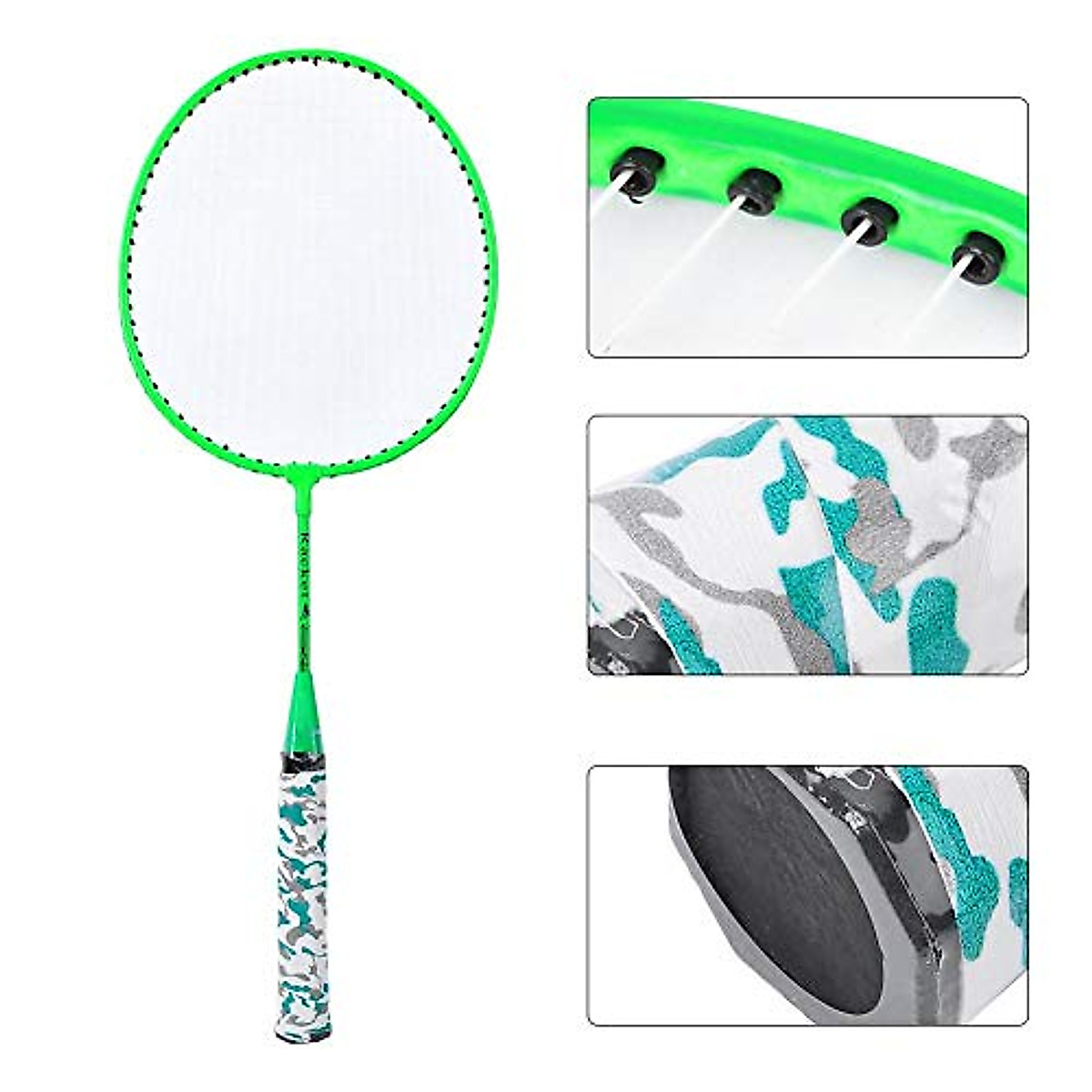 VGEBY Children Badminton Racquet Set 2Player Training Badminton Racket Badminton Racquet Replacement Set(Green) Competitive Sports