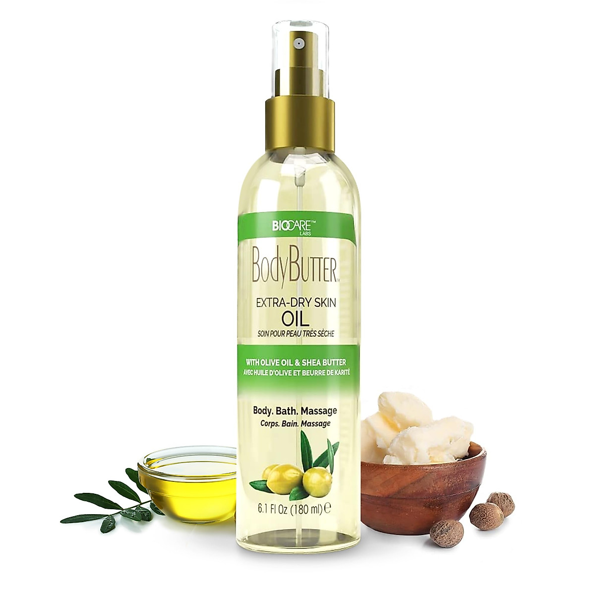 Biocare Skin Renewal Olive Oil Moisturizer for Extra Dry Skin - Nourishing Body Oil with Shea Butter & Vitamin E, Soothes & Hydrates 6.1 oz