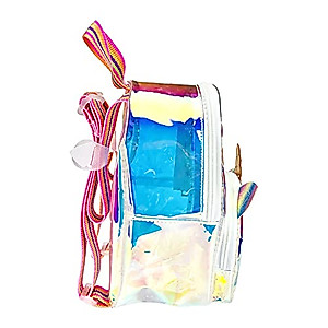 Holographic Clear Unicorn Girl Backpack Purse See-through Casual Daypack Satchel Travel Shoulder Bag