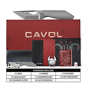 Cavol Knife Shimo Folding Knife,2.56" M390 Ceramic Coated Pocket Knife,3.86" Titanium Frame Lock Thumb Hole & Front Flipper Knife,2.91oz EDC Knife for Outdoor Camping Grey