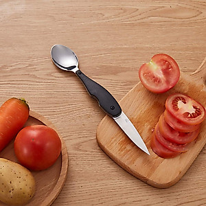 wonderoad Sharp Folding Fruit Knife Spoon Combo Blade 3.5" Avocado Slicer Kiwi Cutter Travel Camping Utensils Stainless Steel Kitchen Vegetable