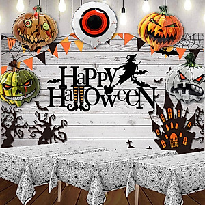 3 Pcs Halloween Spider Web Tablecloth Plastic Black Disposable Rectangle Scary Bat Table Cloths for Birthday Party Decoration Supplies 54 * 108 Inch