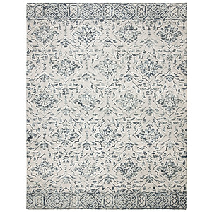 SAFAVIEH Dip Dye Collection Area Rug - 9' x 12', Blue & Ivory, Handmade Wool, Ideal for High Traffic Areas in Living Room, Bedroom (DDY901M)