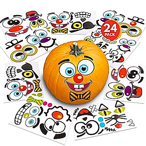 ArtCreativity Halloween Pumpkin Decorating Stickers - 24 Sheets - Jack-o-Lantern Decoration Kit - 52 Total Face Stickers - Cute Halloween Decor Idea - Treats, Gifts, and Crafts for Kids- 3” x 5”