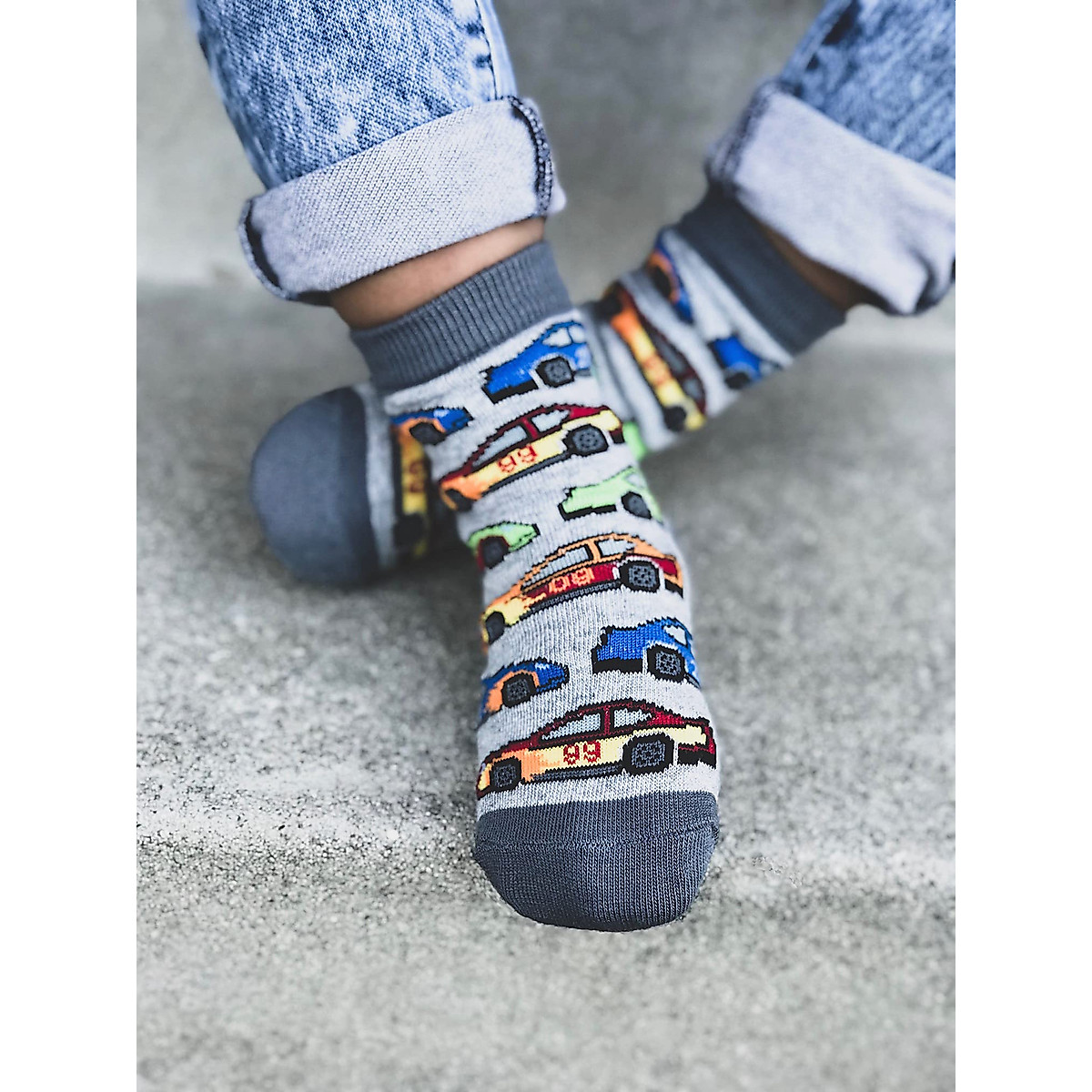 Jefferies Socks Boys Speedy Car Pattern Crew Socks 3 Pair Pack, Speedy, X-Small