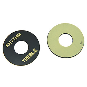 Dopro 2pcs Black with Gold Letter LP Guitar Toggle Switch Washer Plate Rhythm Treble Ring for Les Paul