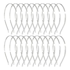 Lawie 20 Pack Bulk 5 MM Thin Silver Gold Black Plain Blank Hard Metal Headbands Skinny Base Headband Slim Simple Wire Hair Bands Clasps Crown Tiara Frame DIY Crafts Accessories for Women Girls Adults
