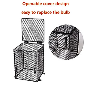 Wadoy Reptile Heater Guard, Heat Lamp Light Cage for Reptile, Heating Anti-Scald Burn Protective Lampshade Mesh Cover, Day Night Ceramic Light Bulb Heater Guard, Cubiod