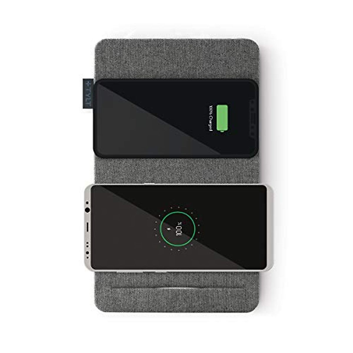 TYLT Mat - Dual Wireless Charging Station | Qi Certified 10W High Speed Wireless Charger Pad | Compatible with Apple iPhone, Samsung Galaxy, Note, AirPods 2, AirPods Pro, Galaxy Buds, Pixel Buds | Blk