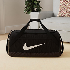 NIKE Brasilia Duffel Bag, Black/Black/White, Large