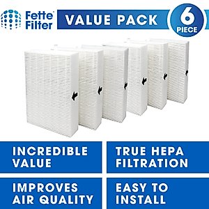 Fette Filter - 6 Pack of Premium True HEPA H13 Filter R Compatible with Honeywell Filter R for All HPA Series Air Purifier Part Number Filter R HRF-R3 HRF-R2 HRF-R1 HRF-ARVP300 HPA300