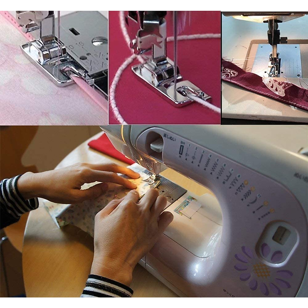 7PCS Sewing Presser Foot Kit Includes 6PCS Rolled Hem Presser Foot and 1PCS Universal General Purpose Zig Zag Foot for Most Low Shank Snap-On Singer, Brother, Babylock, Janome Sewing Machines