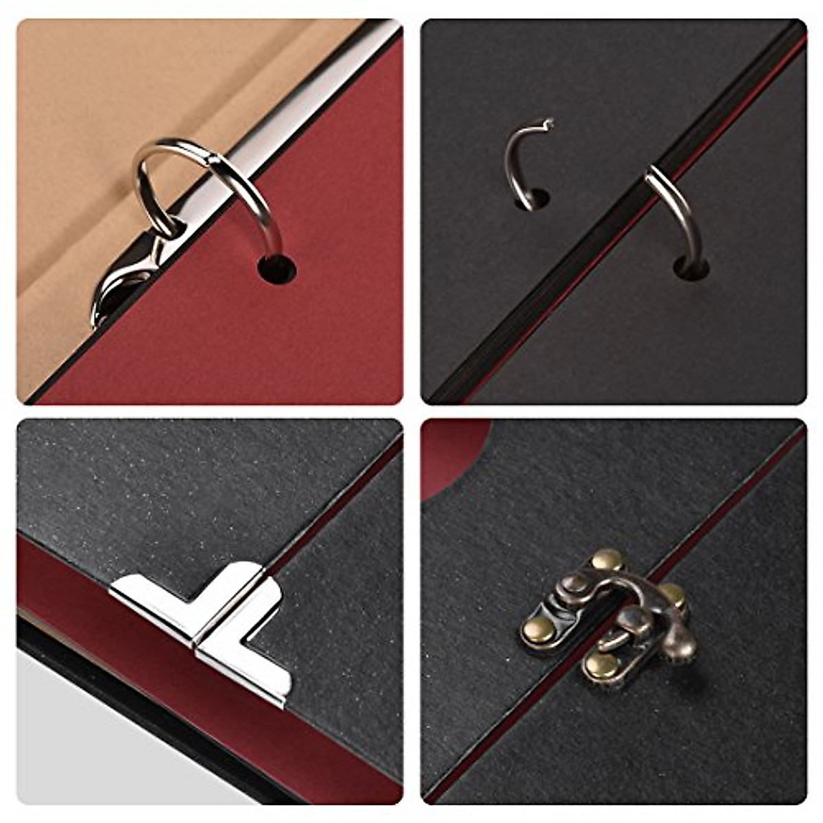 Scrapbook Firbon Handmade DIY Family Photo Albums Couples Memory Book Black Page Scrap Book for Anniversary, Christmas, Valentine's Day, Birthday (Black)