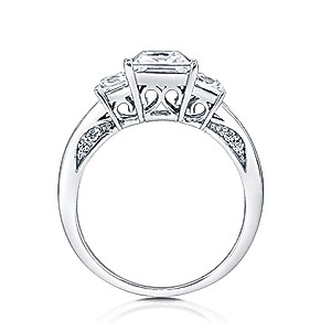 ZLAEBL Sterling Silver Princess Cut Moissanite 3-Stone Anniversary Promise Ring Wedding Engagement Rings For Womens 2 Carat (ctw) 6