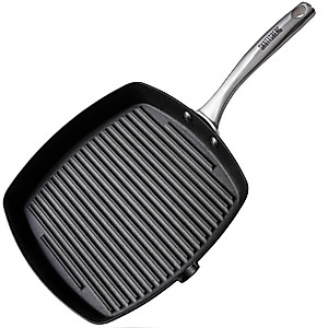 SKOTTSBERG Traditional Cast Iron Grill Pan, Pre-Seasoned (9.5" x 9.5") – Natural Non-Stick Layer, Suitable For All Heatsources