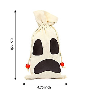 JOYIN 12 Halloween Goody Canvas Bags 8.5” x 4.75” for Kids Trick or Treat Candy Bags, Gift Goodie Bags, School Classroom Hangout, Party Favor Supplies