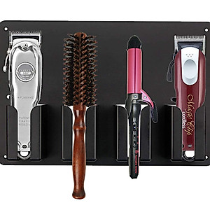 Minkissy Hair Clipper Holder Organizer Wall Mounted Hair Brush Comb Hairdressing Tool Storage Rack Shelf Container for Home Shop 31X20X6cm
