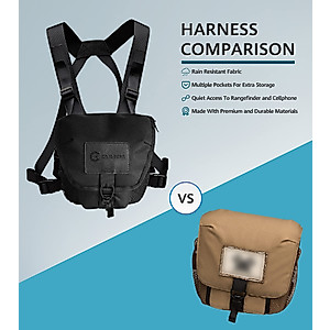 GAIARENA Waterproof Binocular Harness Chest Pack, Bino Harness Case with Rangefinder & Cellphone Pocket for 20x50 Binoculars(Full Size)