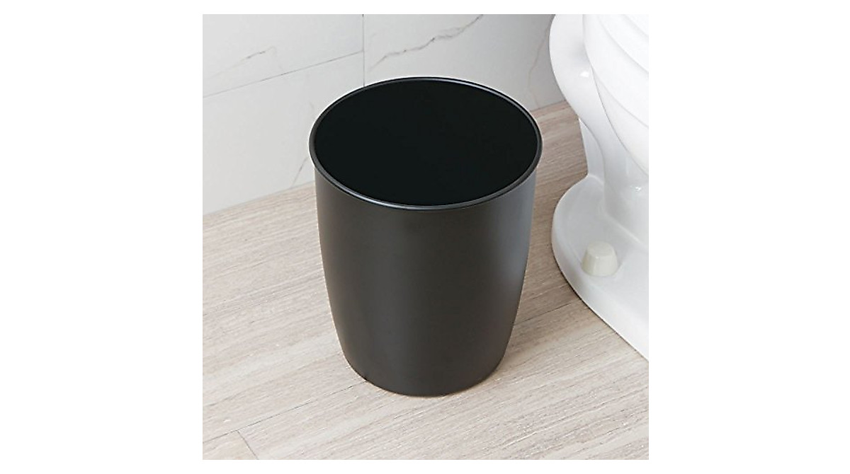 iDesign Ariana Wastebasket Trash Can - Modern Black Bathroom Decor