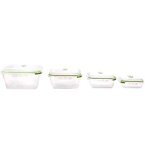 Ozeri INSTAVAC Green Earth Food Storage Container Set, BPA-Free 8-Piece Nesting Set with Vacuum Seal and Locking Lids