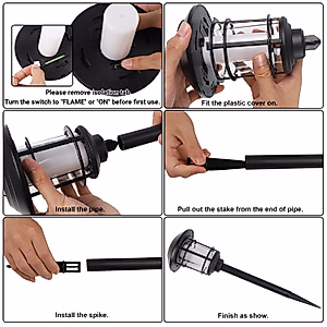 Dynaming 6 Pack Solar Flame Torch Lights Outdoor, Dual Use Flickering Purple Flame Garden Light, Hanging Lantern, Auto On/Off & Waterproof Halloween Lighting for Lawn Patio Yard Walkway Driveway