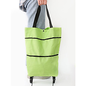 Foldable Shopping Cart, Portable Rolling Tote Shopping Bag with Wheels, Hand Pulling Utility Collapsible Grocery Bag for Picnic Trips to Buy Vegetables