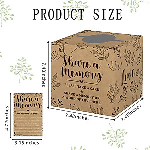 Memory Cards for Collections of Life, Kraft Share a Memory Cards with Box, Memory Cards Box for Guest Card Ideas Funeral Graduation Wedding Bridal Shower Baby Shower Birthday Anniversary Retirement