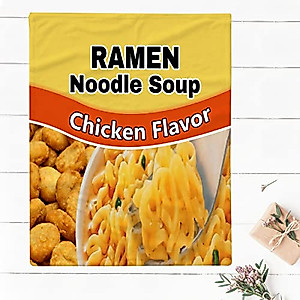 Funny Ramen Noodle Blanket - Plush Lightweight Fuzzy Food Throw for Ramen Lovers - Chicken Flavor, 40"x50"