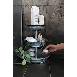 3 Tiered Serving – Galvanized Metal Tray – Balanced Structure – Multipurpose Decorative Tray by Sheff Store (3 Tier)