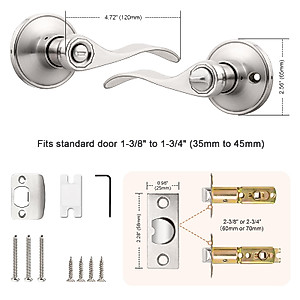Probrico Bed/Bath Door Levers Wave Style Door Handles in Satin Nickel Wholesale Privacy Door Locks (10 Pack)