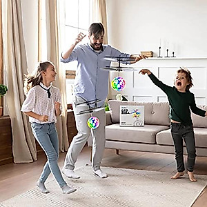 KPPIT Kids Flying Orb Ball, Upgraded Orbiter Flying Disco Ball Mini Drone Toy with Remote LED Hand Controlled Helicopter Games Indoor Outdoor Hover Ball Floating UFO Toys for Boys Girls