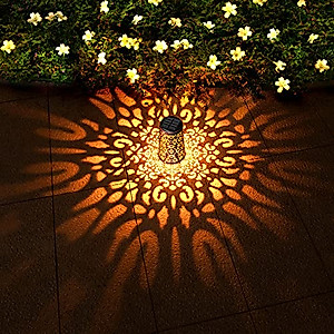 Solar Lantern - Hanging Solar Lights Outdoor Waterproof, Metal Lantern Decorative Solar Powered Patio Decor for Garden Yard Backyard Porch Table Pathway Tree Lighting, Cool/Warm Light, 2 Pack