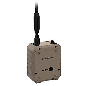 Stealth Cam FieldMAX External Lithium Rechargeable 5000mAh Battery, Compatible w/Trail Cameras w/ 12V Battery Jack, Insulated Power Cable, Locking & Smooth Adapters, 4.5mm Jack & USB Cable Included
