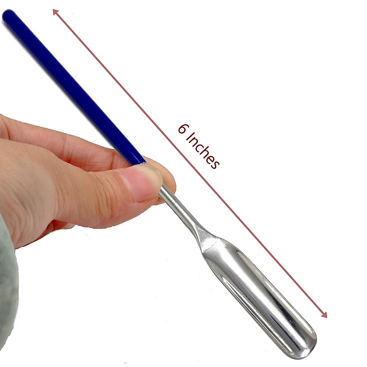 A2Z-VL004 Stainless Steel Micro Lab Scoop Half Rounded Spoon Spatula Sampler, with Vinyl Handle 6" (15.24 cm)