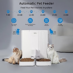 QLIFE Automatic Cat Dog Feeder: Dry Food Dispenser for Dog, Auto Pet Feeder, Portion Control Automatic Dog Feeder (White Regular, 6L)