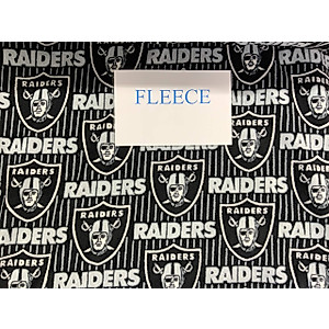 60" Fleece 100% Polyester Raiders Allover Black, Grey, and White
