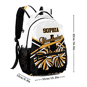 SunFancyCustom Custom Cheer Cheerleader Black Gold Personalized Causual Shoulder Bag Sports Leisure Camping Backpack for Women Men