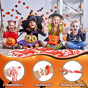 Hiboom 36 Sets Halloween Party Favors, 36 Halloween Stretchy Strings Sensory Fidget Toys with 36 Halloween Greeting Cards and Hemp Rope Stretchy Stress Relief Toys for Students Treat Bags Gift
