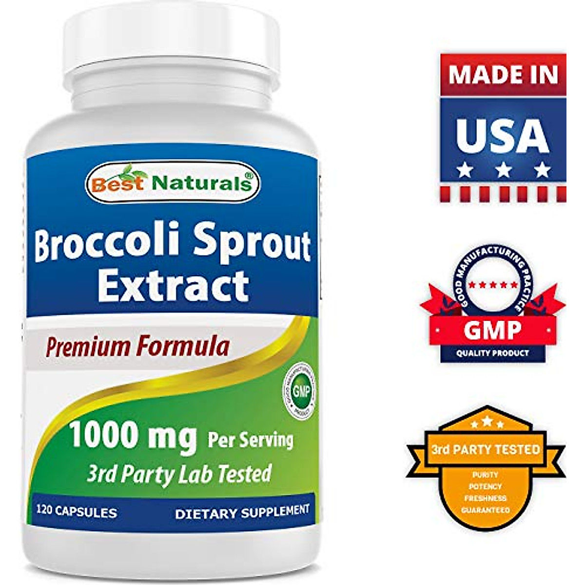 Best Naturals Broccoli Sprouts Extract, 1000 mg, 120 Count