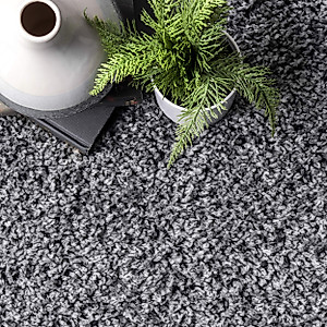 nuLOOM Gelina Soft Shaggy Tassel Plush Area Rug, 8x11, Dark Grey