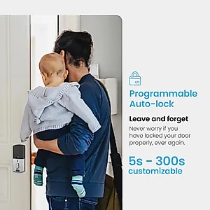Lockly Secure Pro, Wi-Fi Smart Door Lock, Keyless Entry Door Lock, PIN Genie® Keypad, 3D Biometric Fingerprint Sensor, Voice Control, Auto Lock - Satin Nickel (PGD628WSN) - Latch Edition