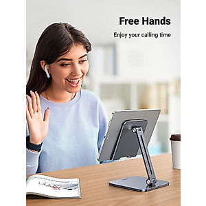 UGREEN Tablet Stand Compatible for iPad Desk Stand Holder Adjustable Aluminum Thicker Base Compatible with iPad Pro Air Mini 13 12.9 11 Inch Home Office Desk Accessories Grey