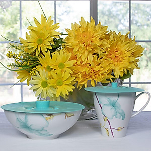 Silicone Lids Extra Large Teal Set of 6 Sturdy Suction Seal Covers. Universal fit for Pots, Fry Pans, Cups, and Bowls 5" to 12". Natural grip handles interlock for easy use and storage. Food Safe.